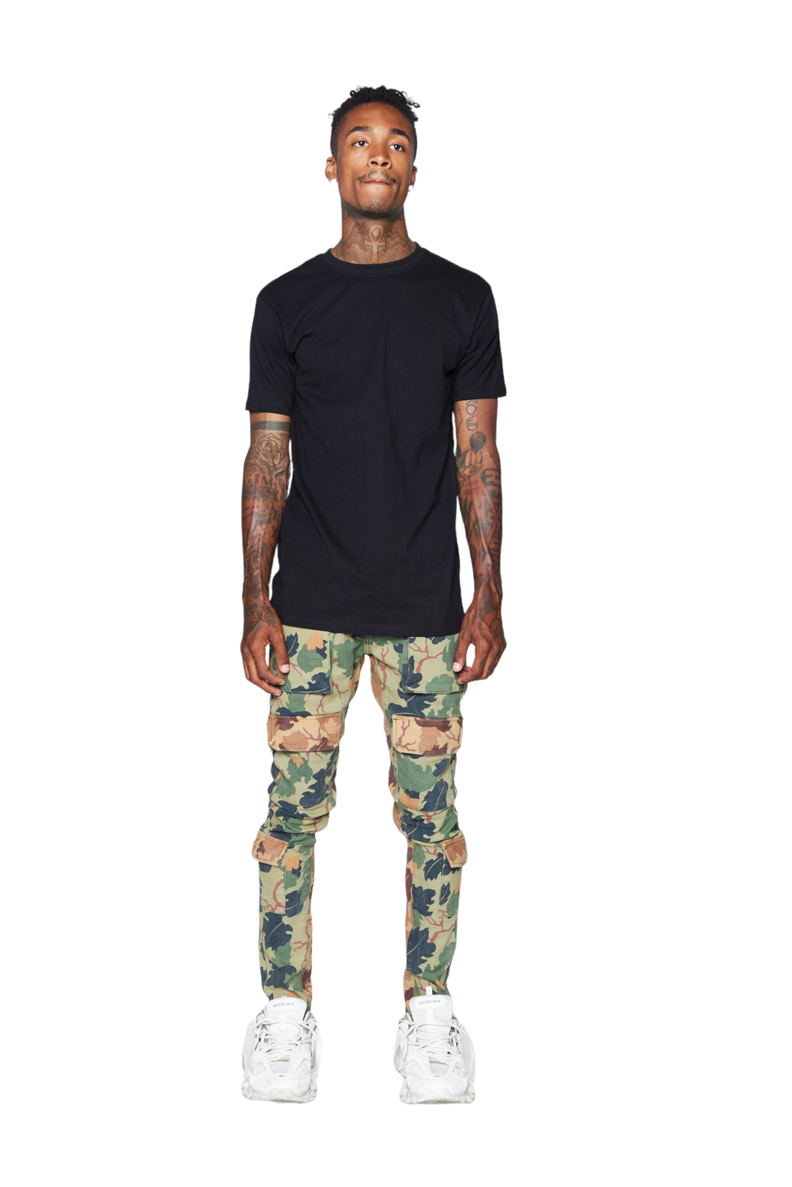 ESNTL LAB JEANS "MAHDI" GREEN CAMO